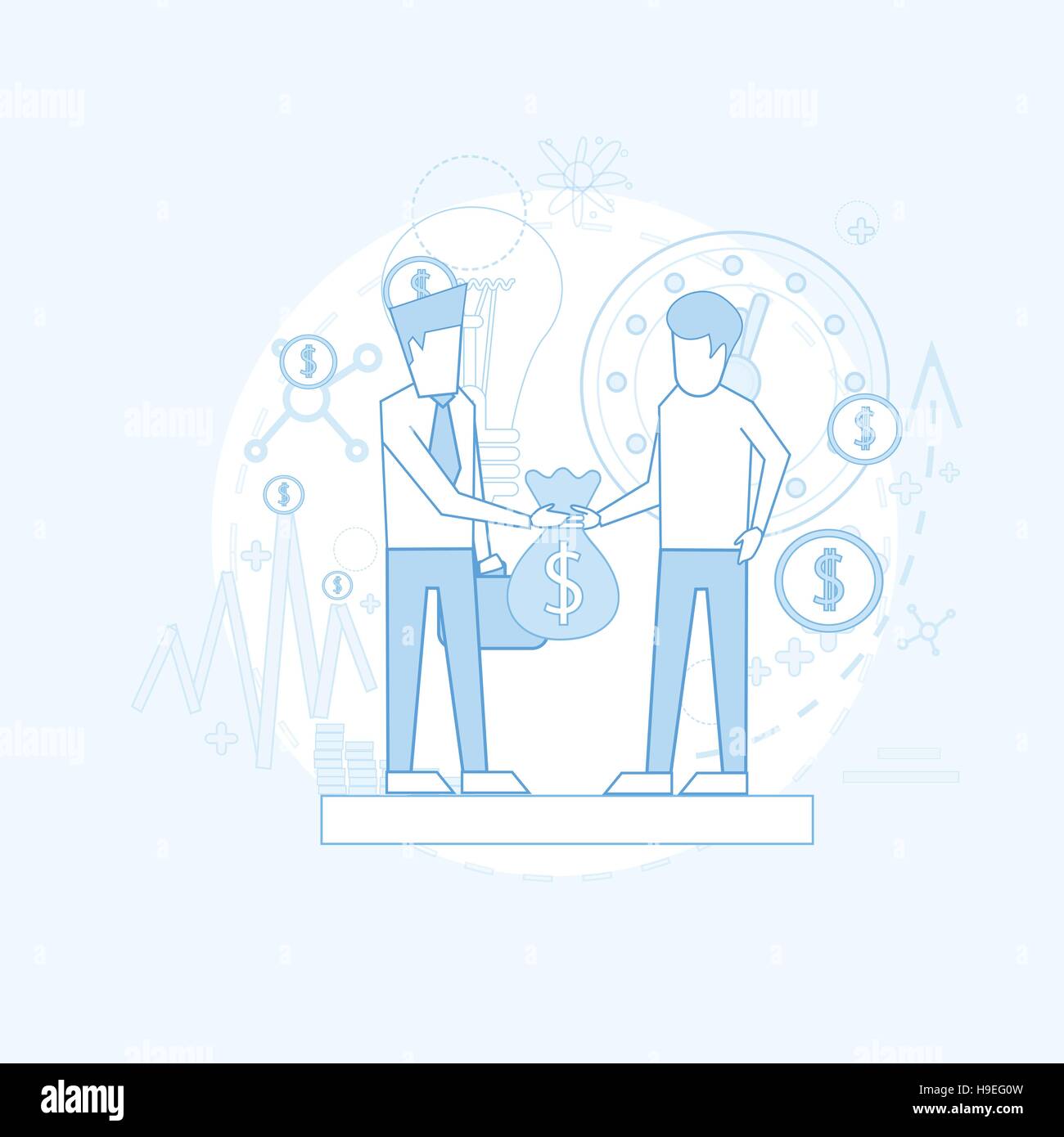 Business Man Give Money Bag Investor Investing Startup Stock Vector ...