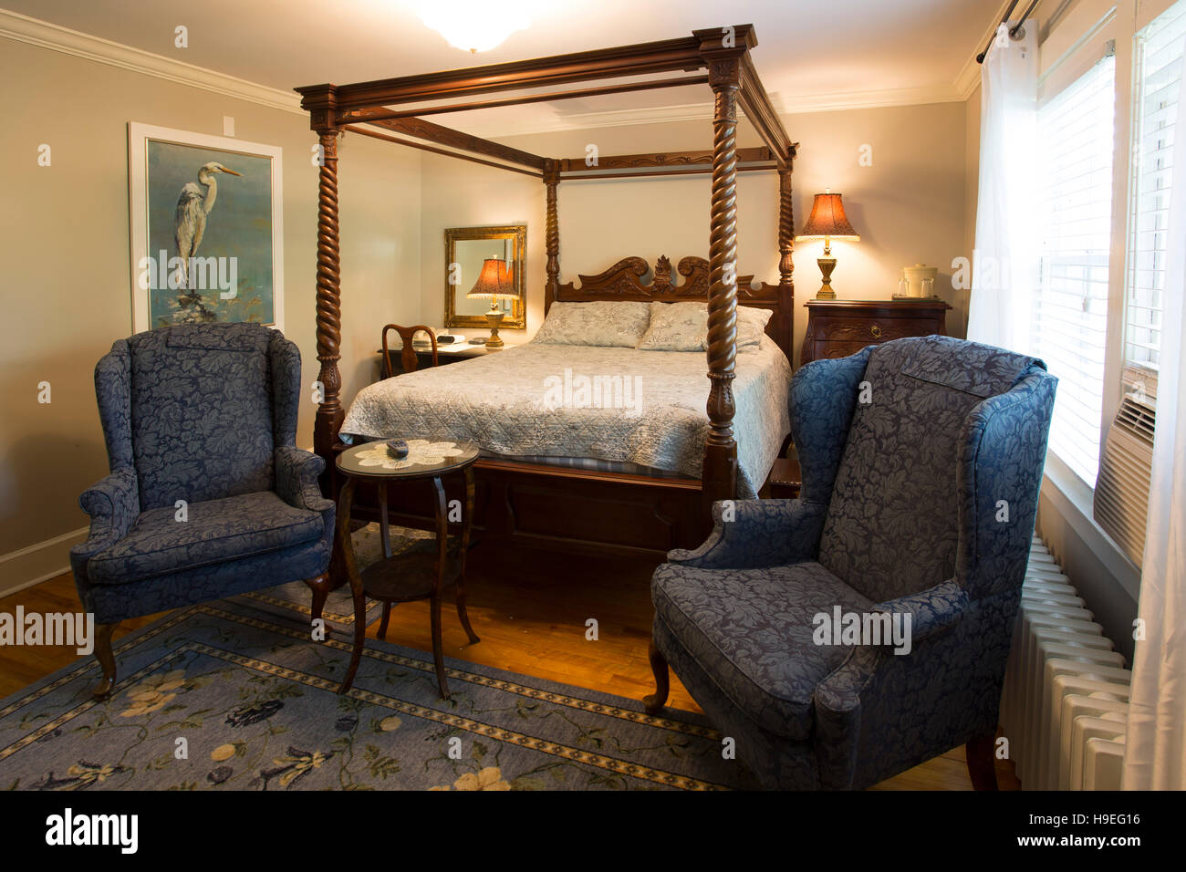 A four poster bed at the Blomidon Inn in Wolfville, Nova Scotia, Canada ...