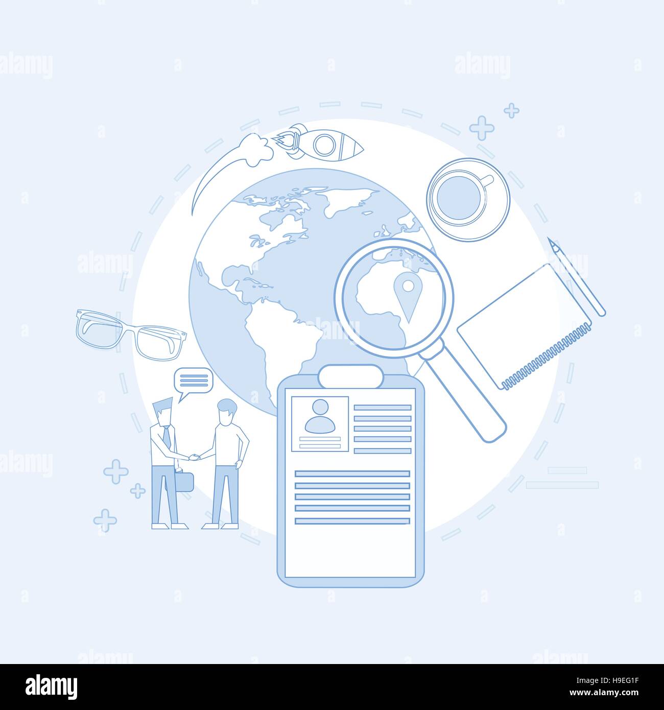 Magnifying Glass Business People Searching Job Resume Recruitment Stock ...