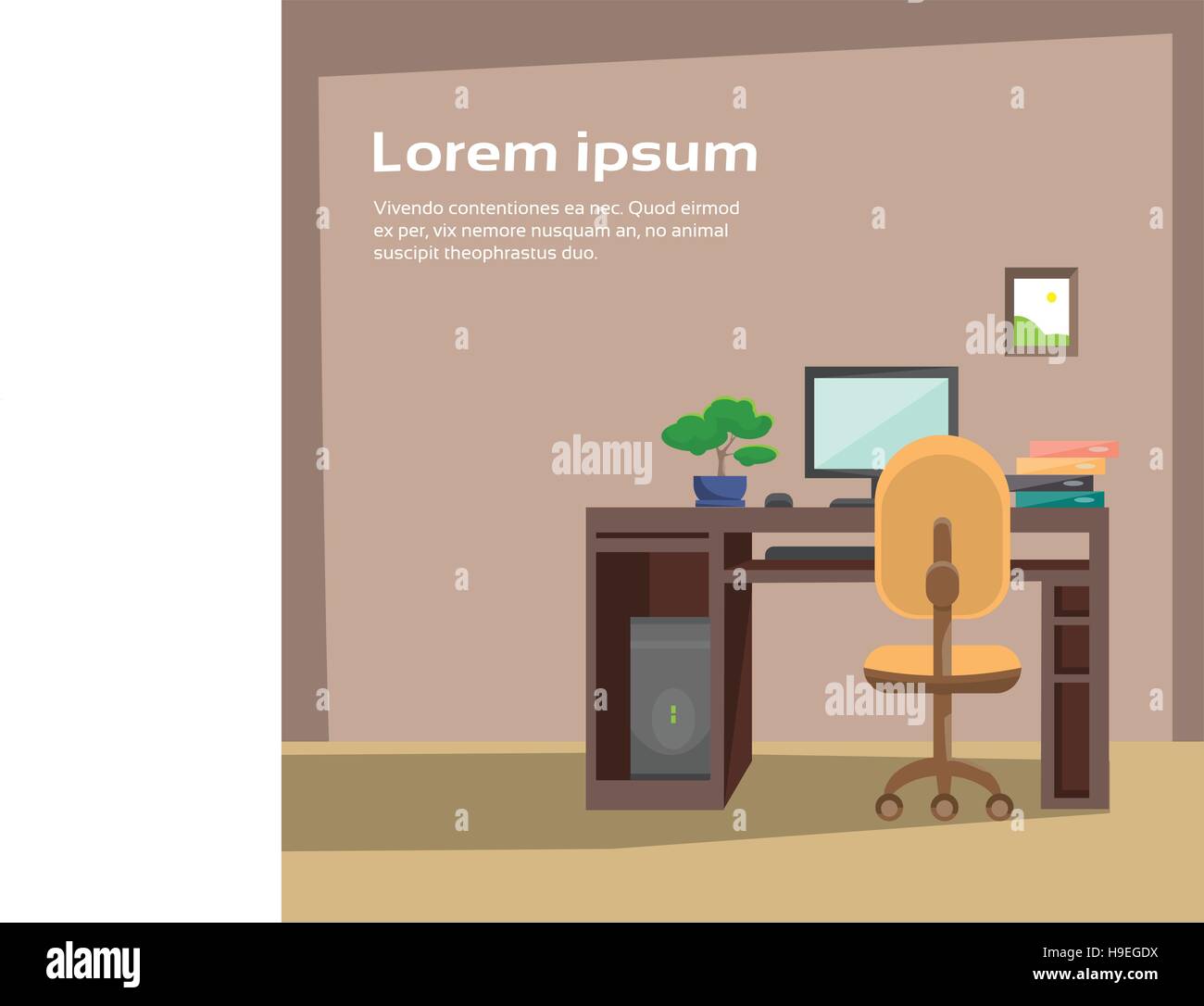 Empty Workplace Desk Workspace Office Interior No People Stock Vector ...