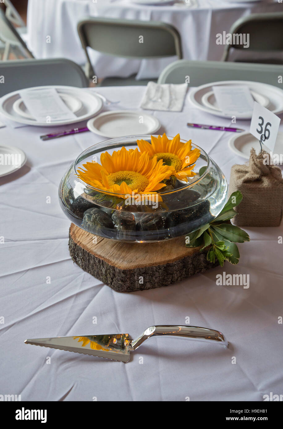 Table centerpiece set up for a meeting event Stock Photo - Alamy