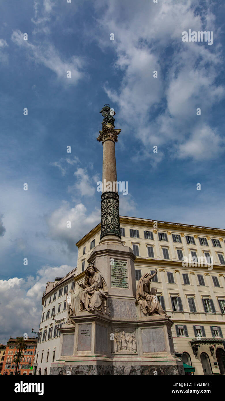 View at Column of the Immaculate Conception in Rome, Italy Stock Photo ...