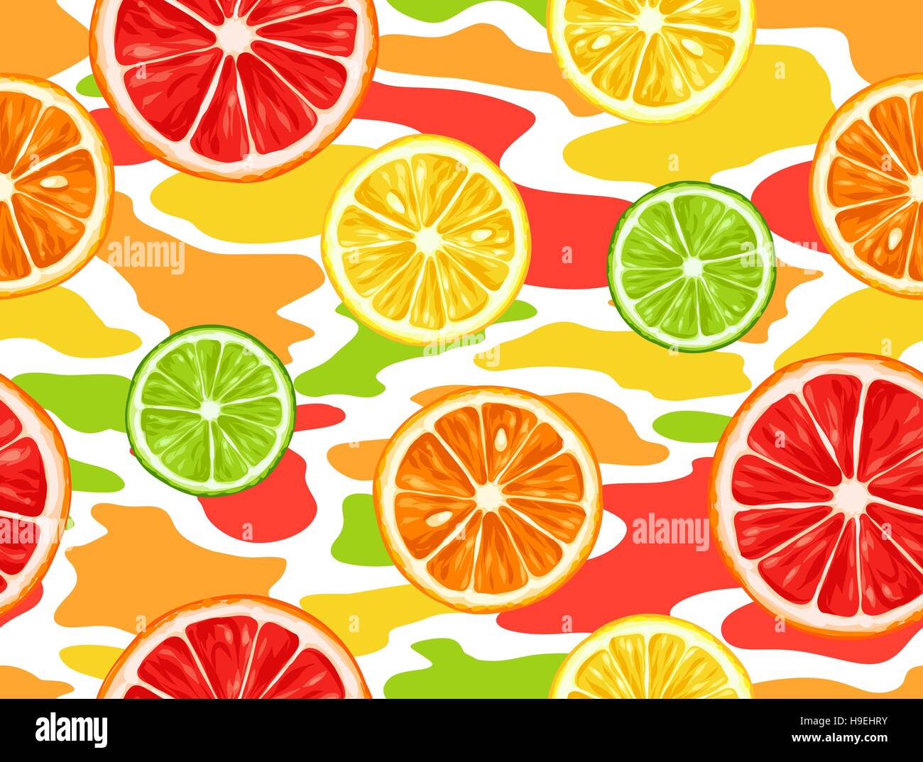 Seamless pattern with citrus fruits slices. Mix of lemon lime grapefruit and orange Stock Vector ...