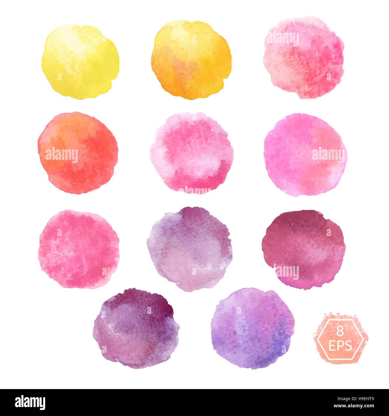 Vector. Set of hand drawn watercolor blots. Hand drawn watercolor blots ...