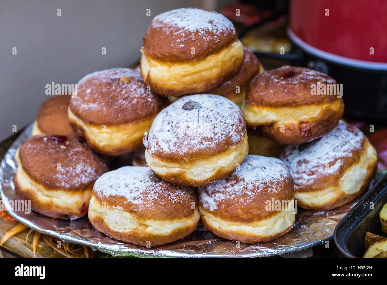 delicious doughnuts on plate Stock Photo - Alamy