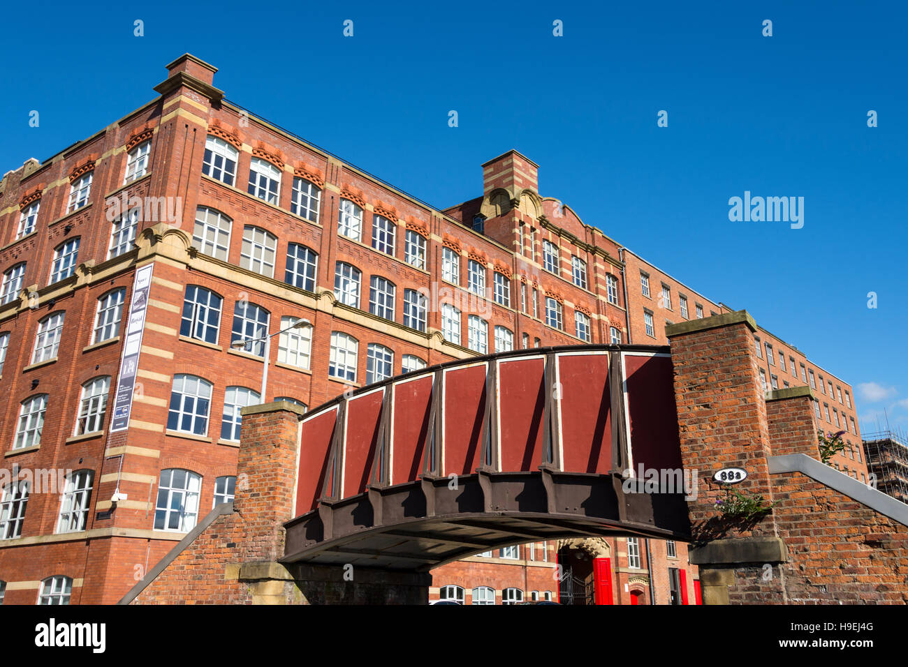 The Kitty footbridge and Royal Mill from the Rochdale Canal, Redhill ...
