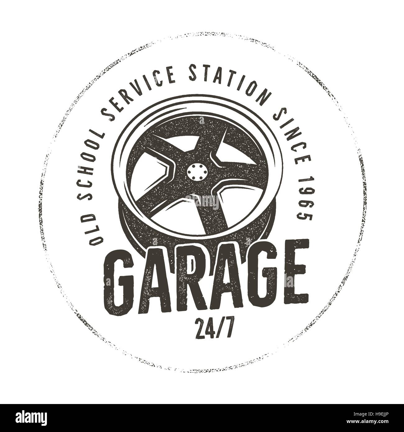 Garage old school service station label. Vintage tee design graphics ...