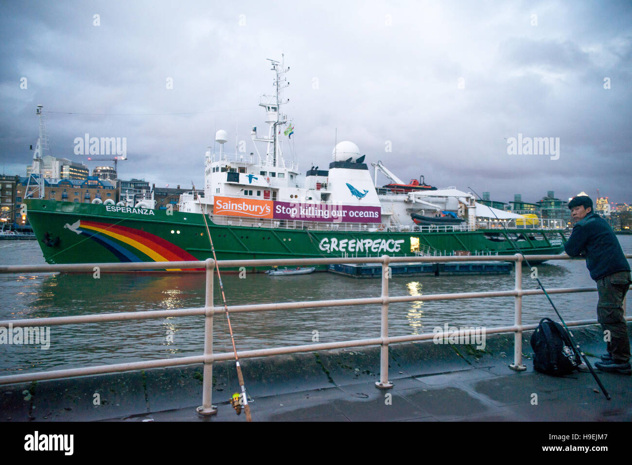 London, UK. 21st Nov, 2016. Greenpeace's largest ship, the ice class ...