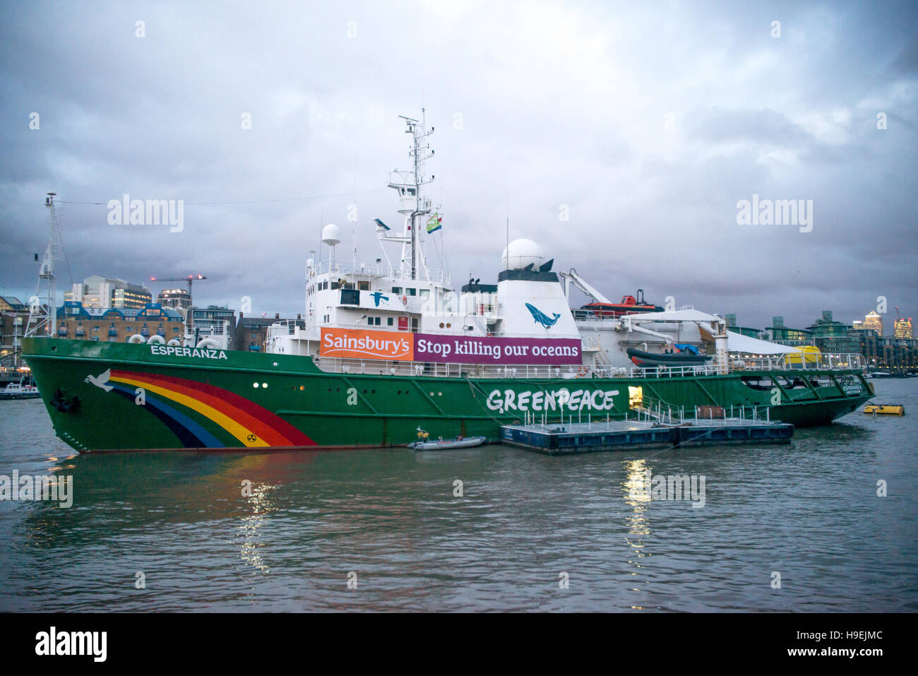 London, UK. 21st Nov, 2016. Greenpeace's largest ship, the ice class ...