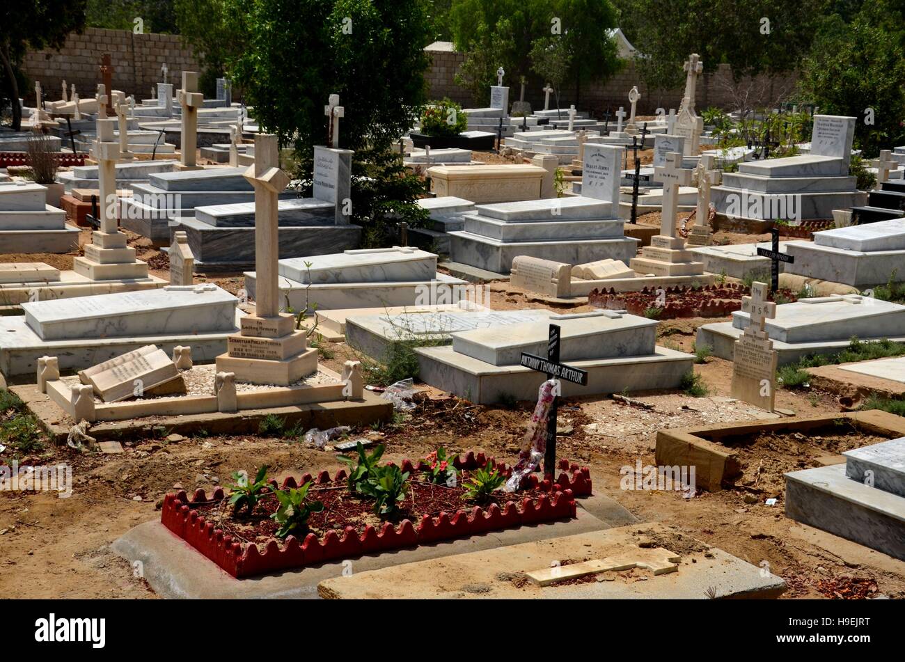 Graves and tombstones with crosses at historic Christian Cemetery Gora ...