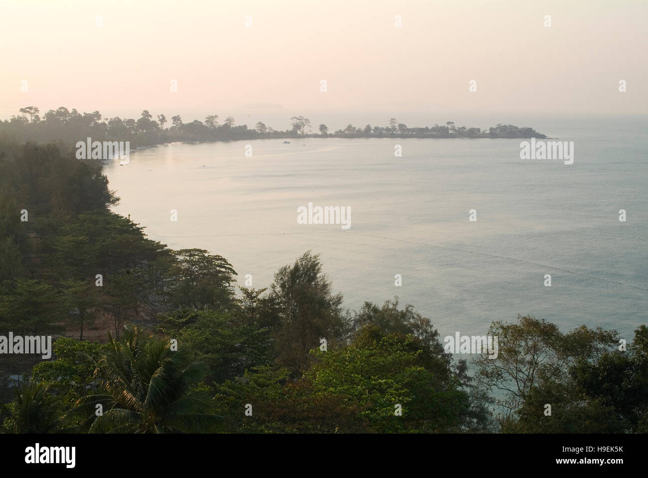 A view over the Sihanoukville coastline in Cambodia at sunrise Stock ...