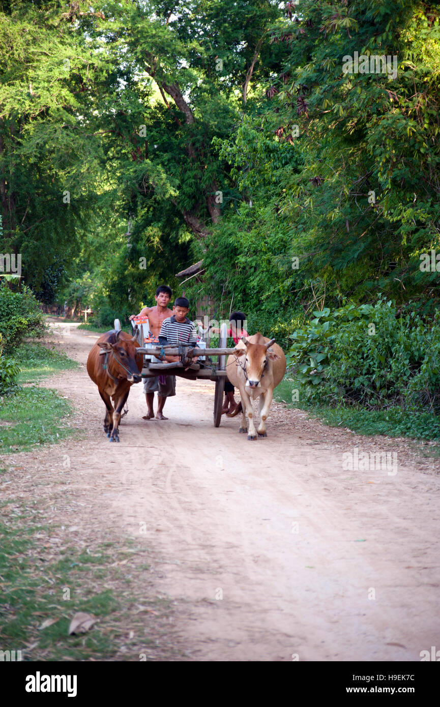 Villagers on a road on Koh Trong, a small island famous for its rural ...