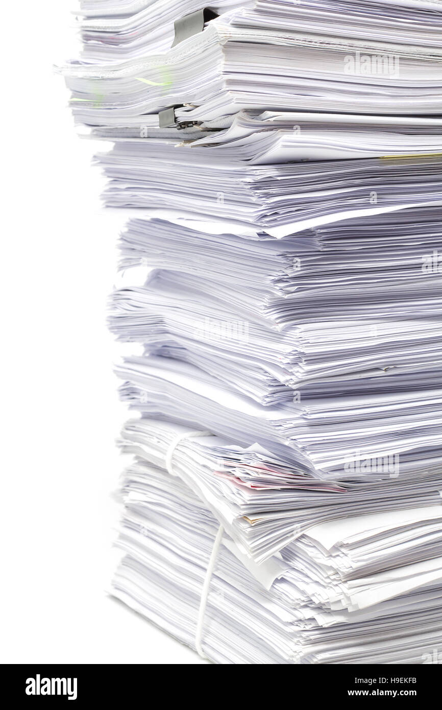 Stack of business papers isolated on white background Stock Photo - Alamy