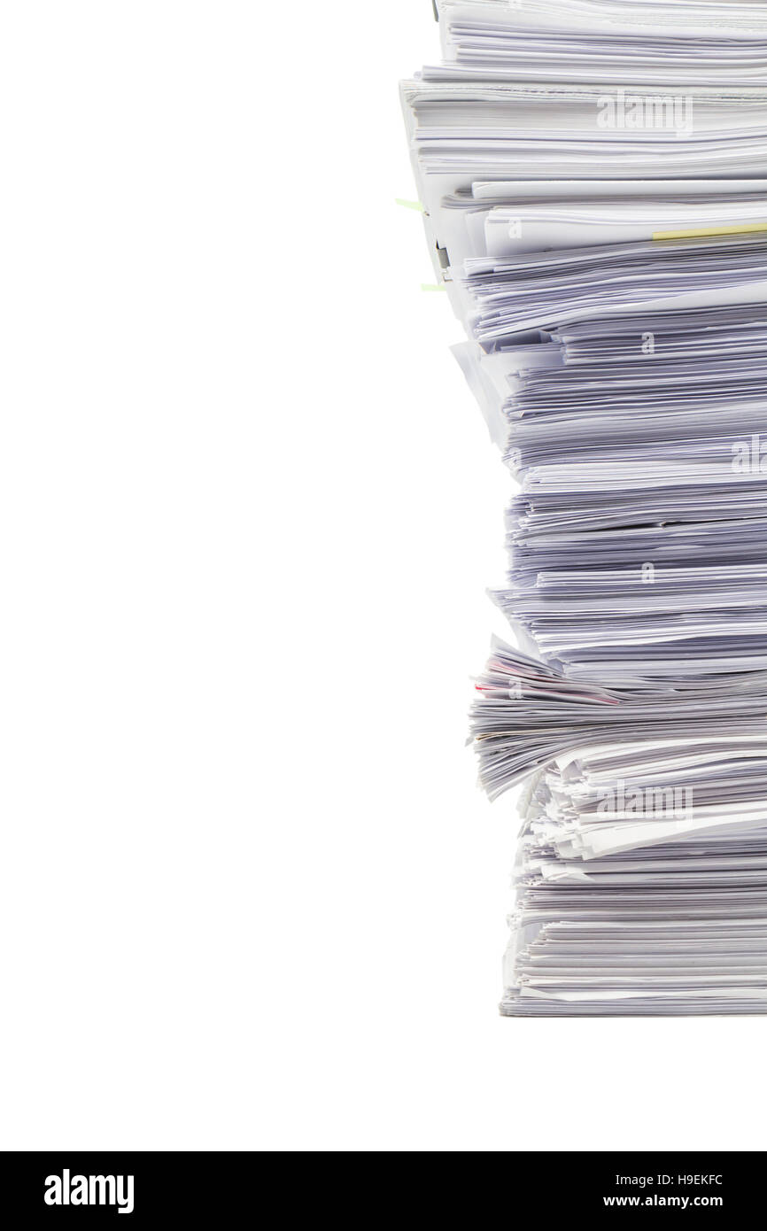 Stack of business papers isolated on white background Stock Photo - Alamy