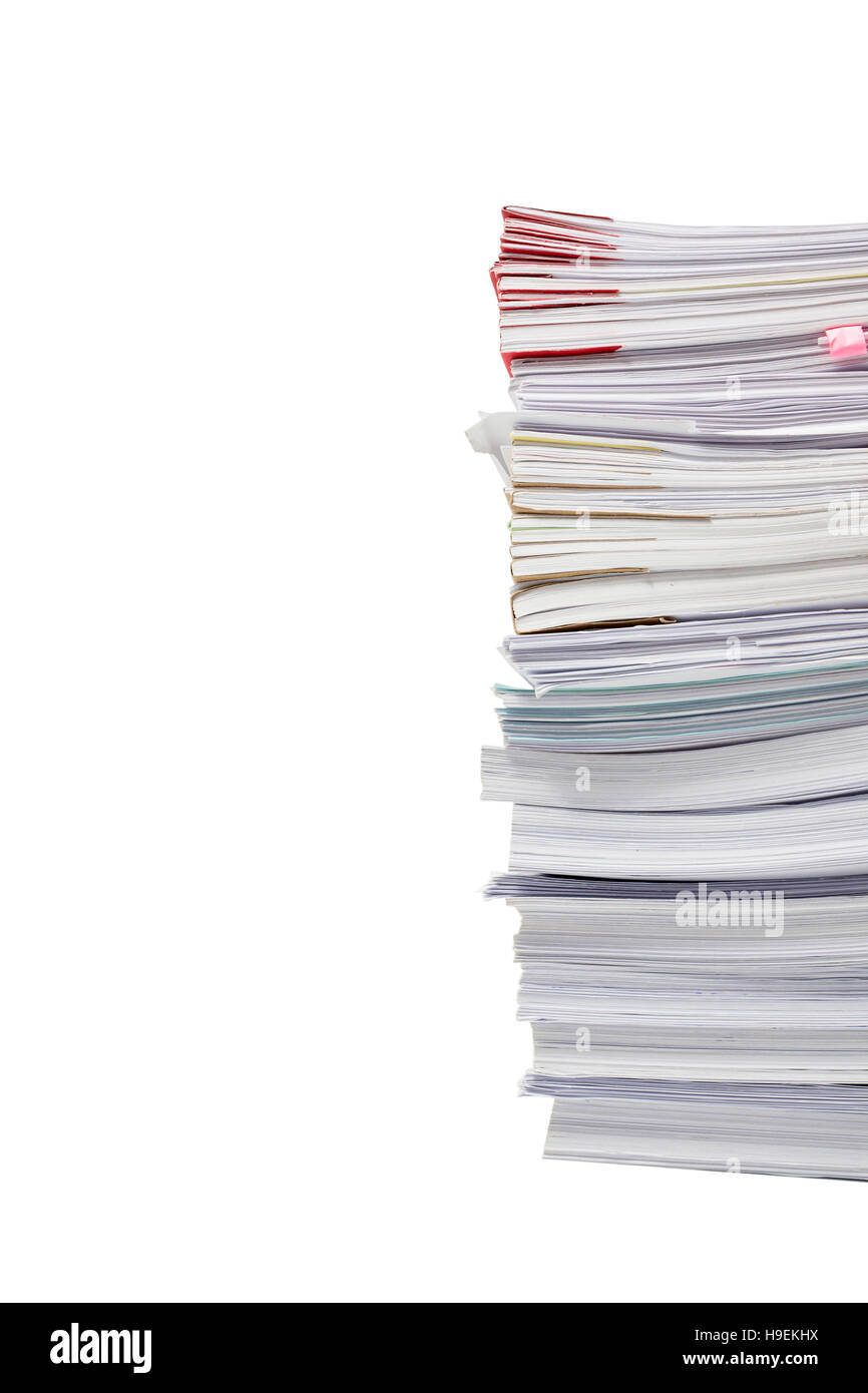 Stack of business papers isolated on white background Stock Photo - Alamy