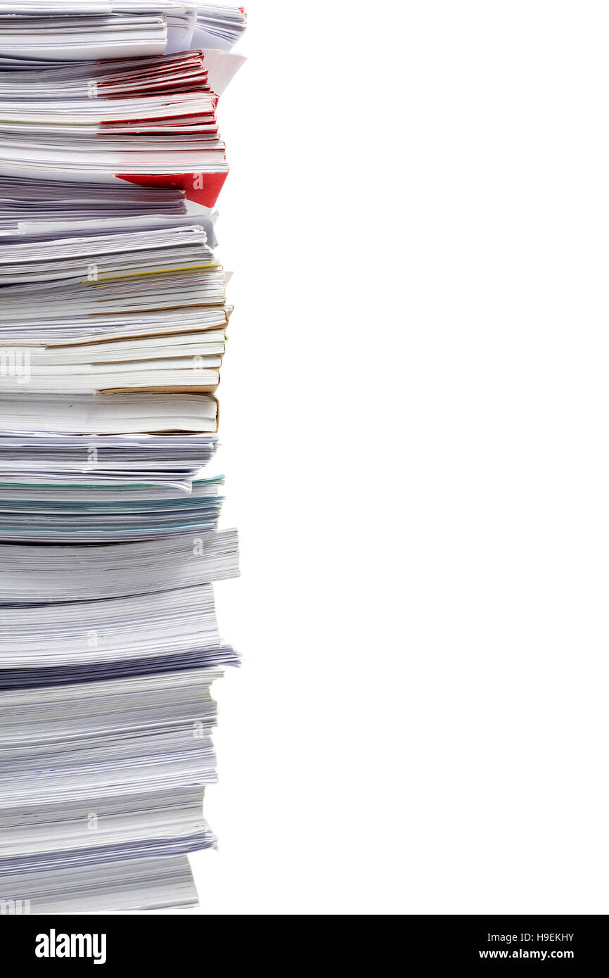 Stack of business papers isolated on white background Stock Photo - Alamy