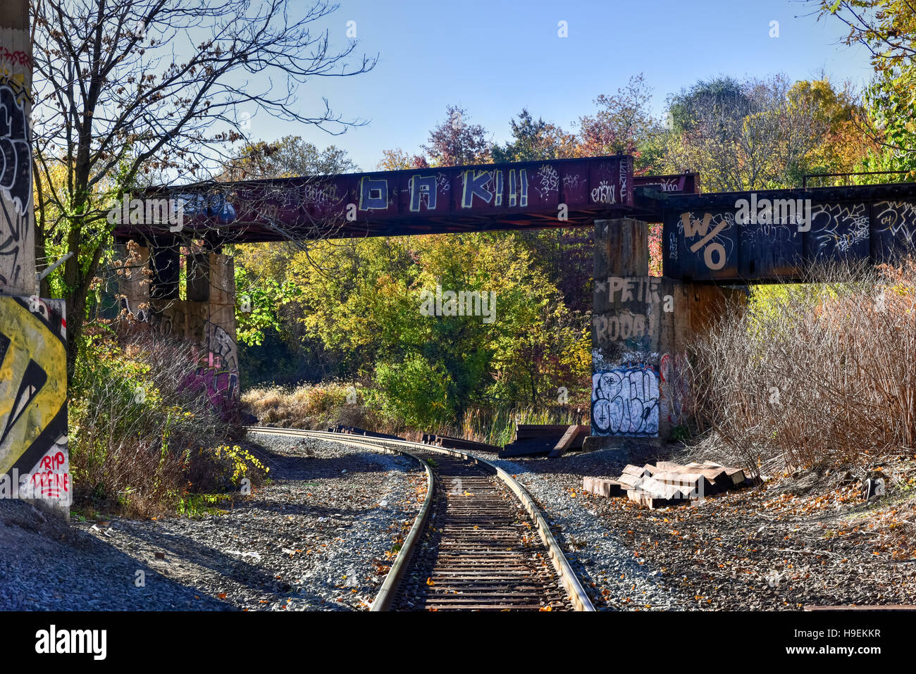Train tracks going through Jersey City, New Jersey Stock Photo - Alamy
