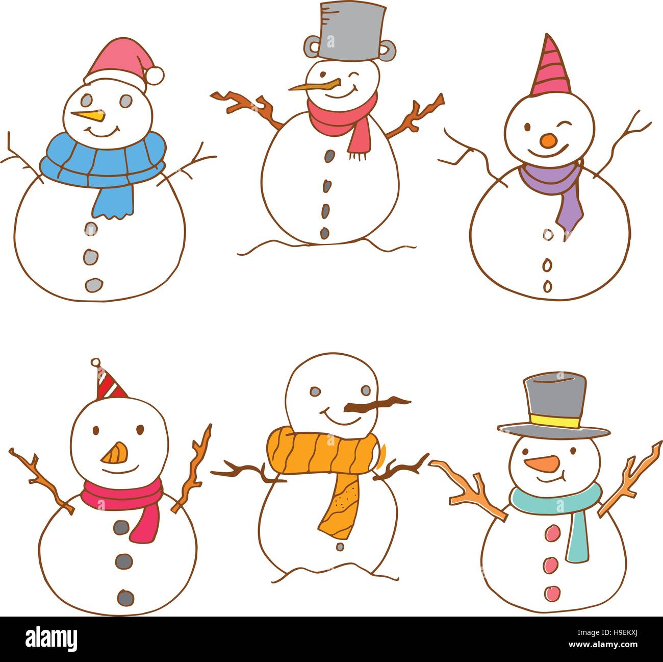 Doodle of snowman set vector Stock Vector Image & Art - Alamy