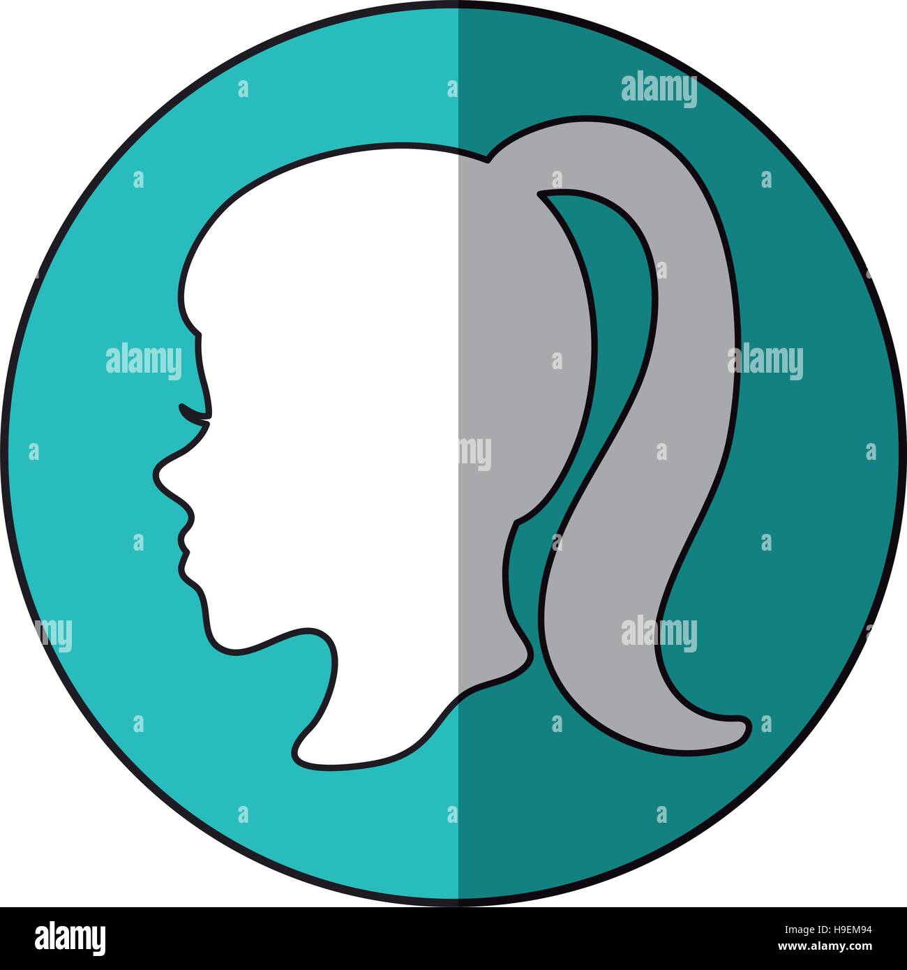 Woman head profile inside circle design Stock Vector Image & Art - Alamy