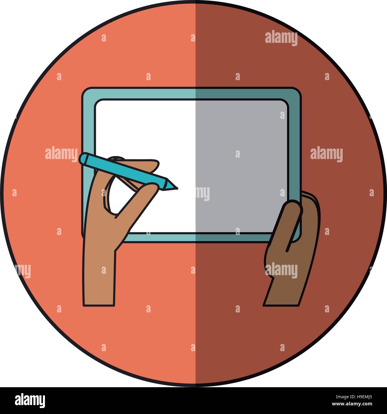 Tablet device inside circle design Stock Vector Image & Art - Alamy