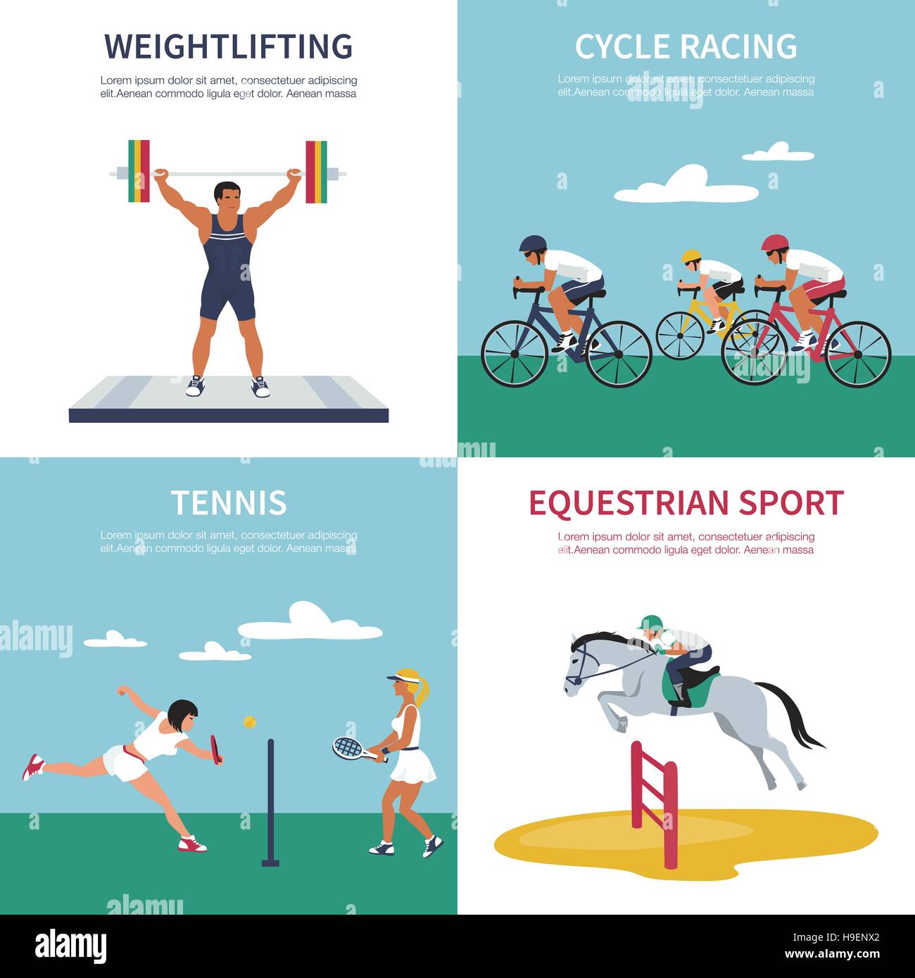 Set of illustrations on sports, competition, games. Vector flat style ...
