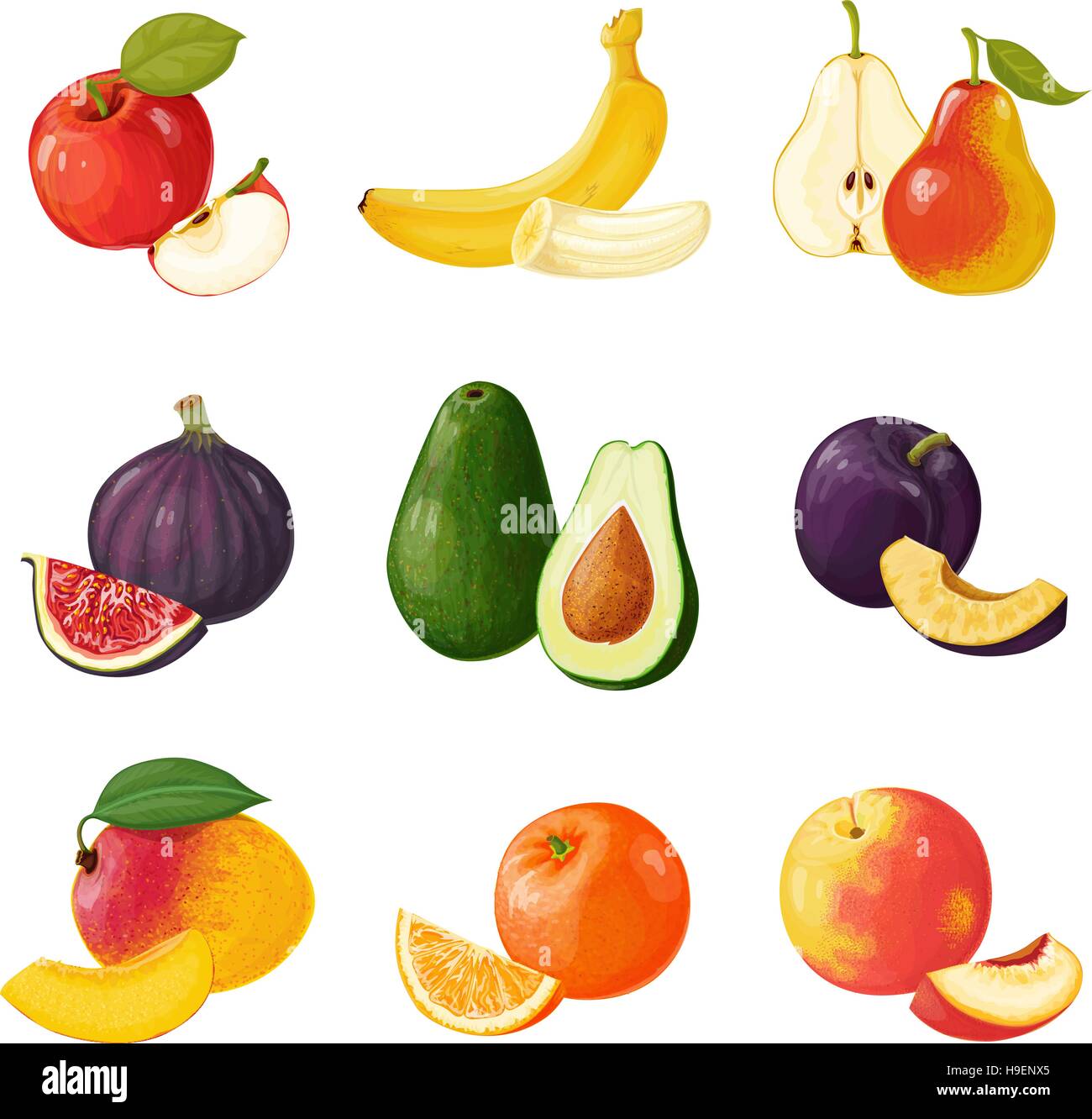 Mango set realistic isolated Stock Vector Images - Alamy