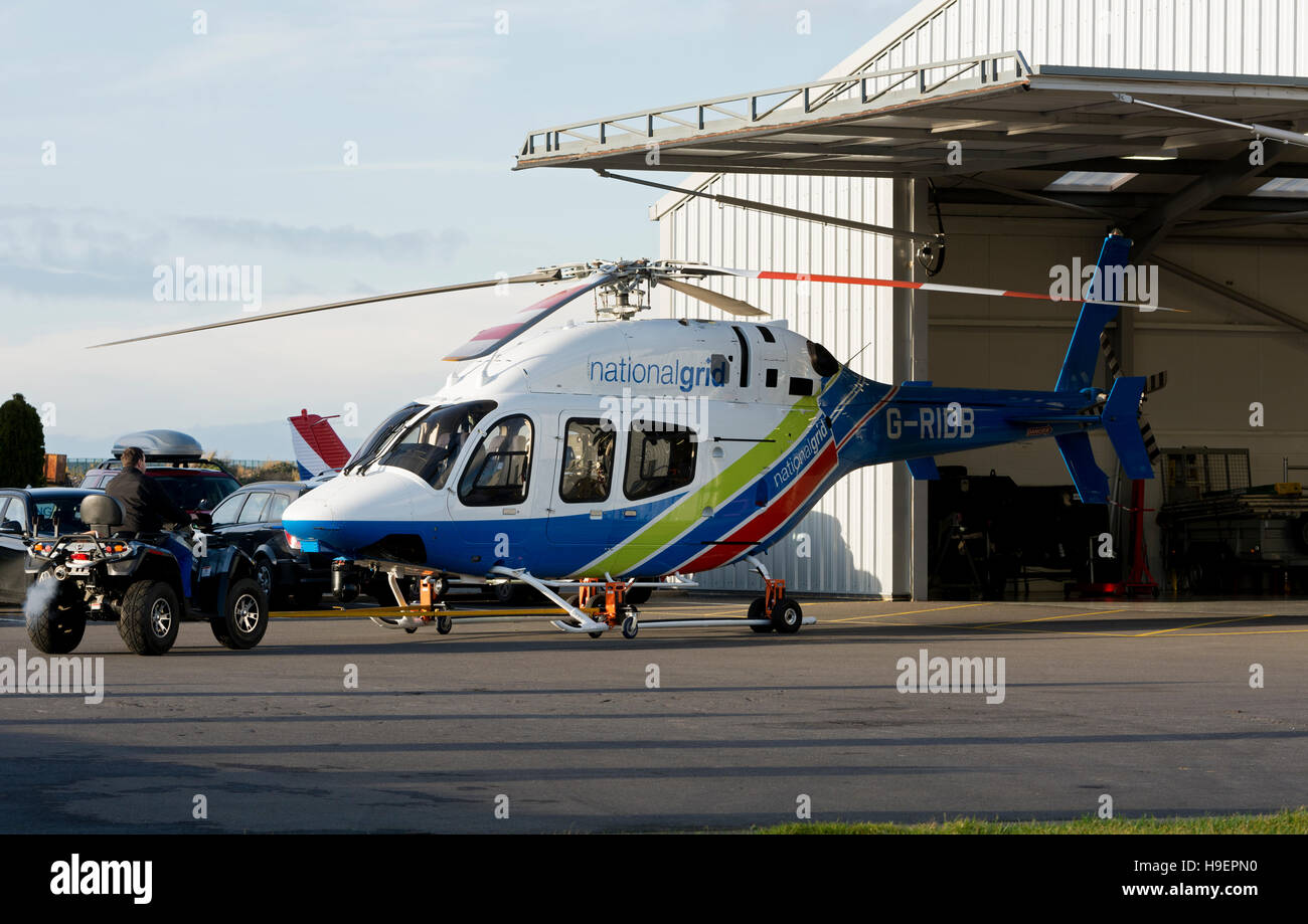 National Grid`s Bell 429 Globe Ranger helicopter at Turweston Aerodrome ...