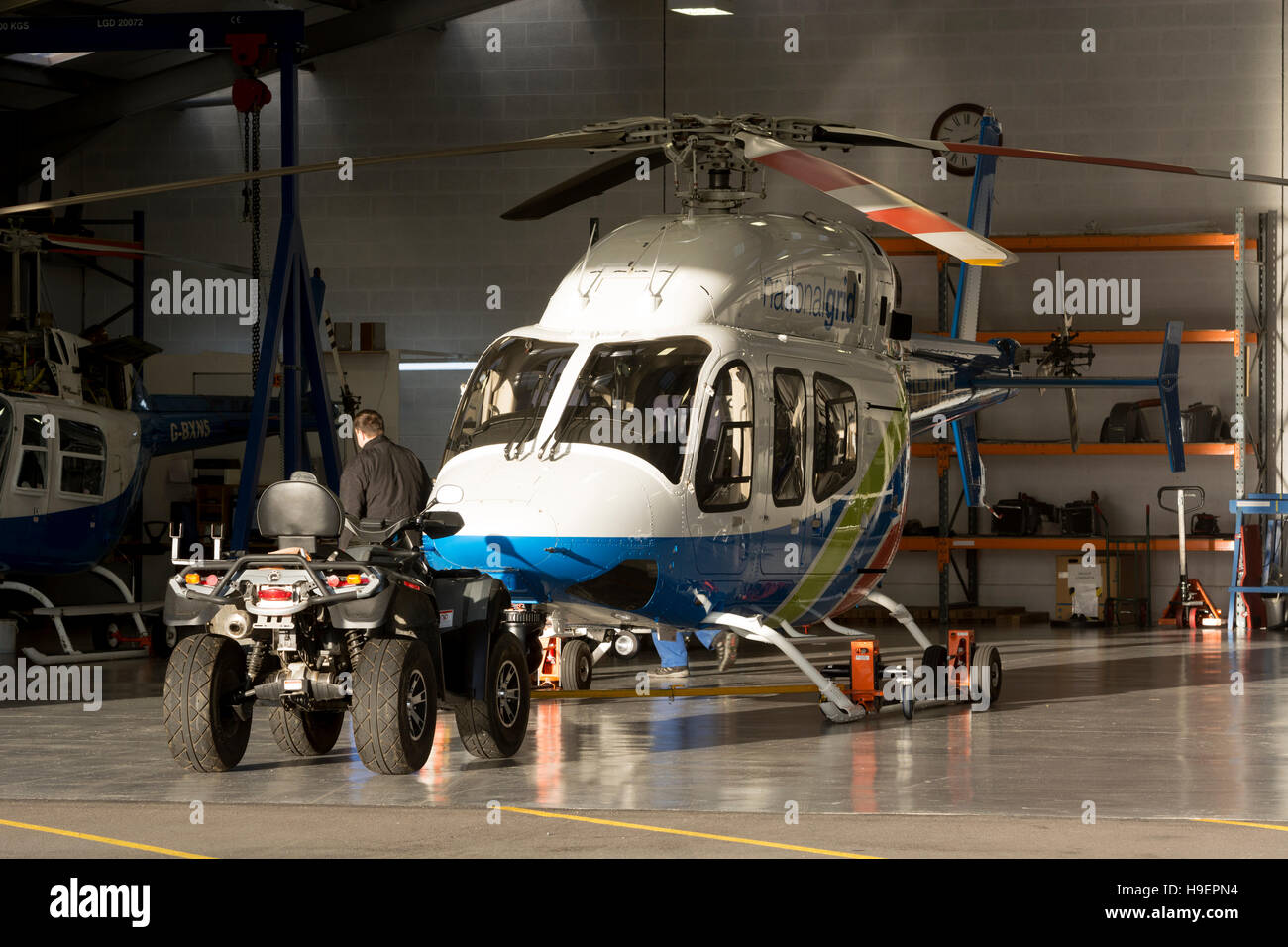 National Grid`s Bell 429 Globe Ranger helicopter at Turweston Aerodrome ...