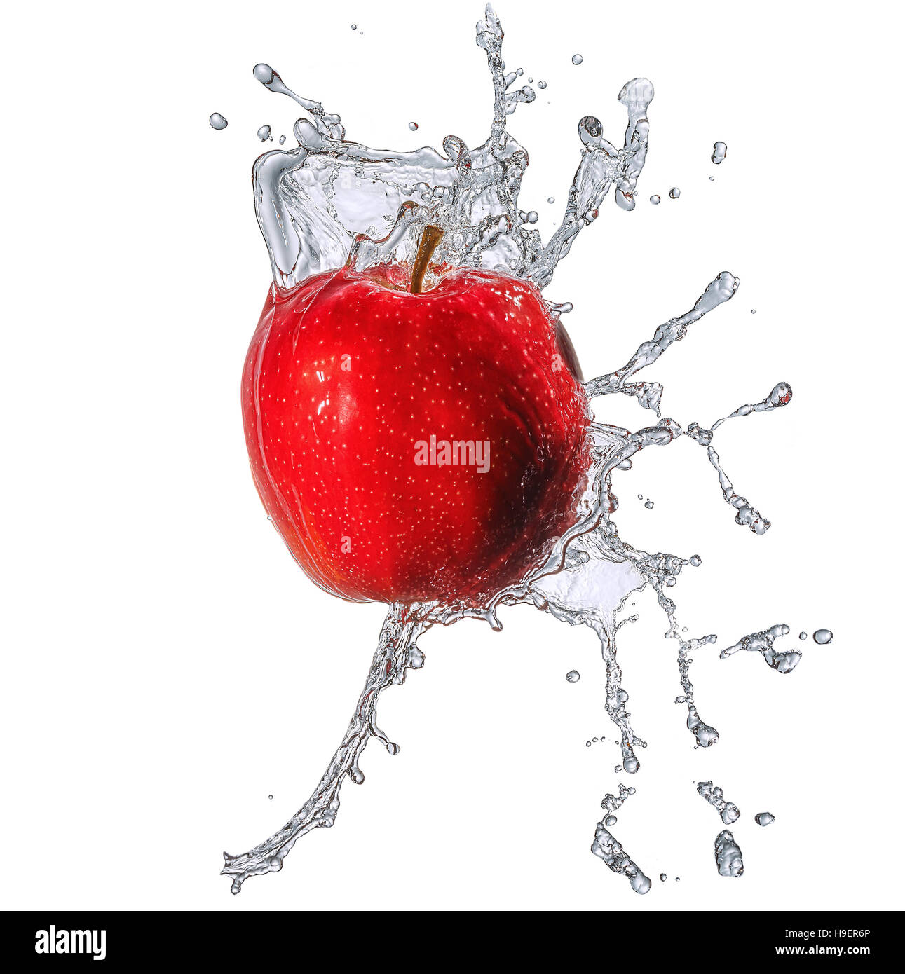 Water splash with apple isolated Stock Photo - Alamy