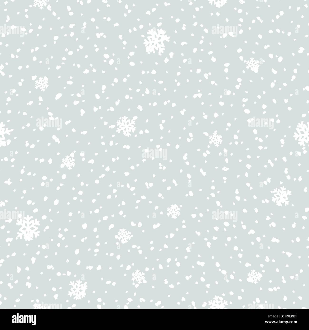 Seamless repeat pattern with falling snow in white and light gray ...