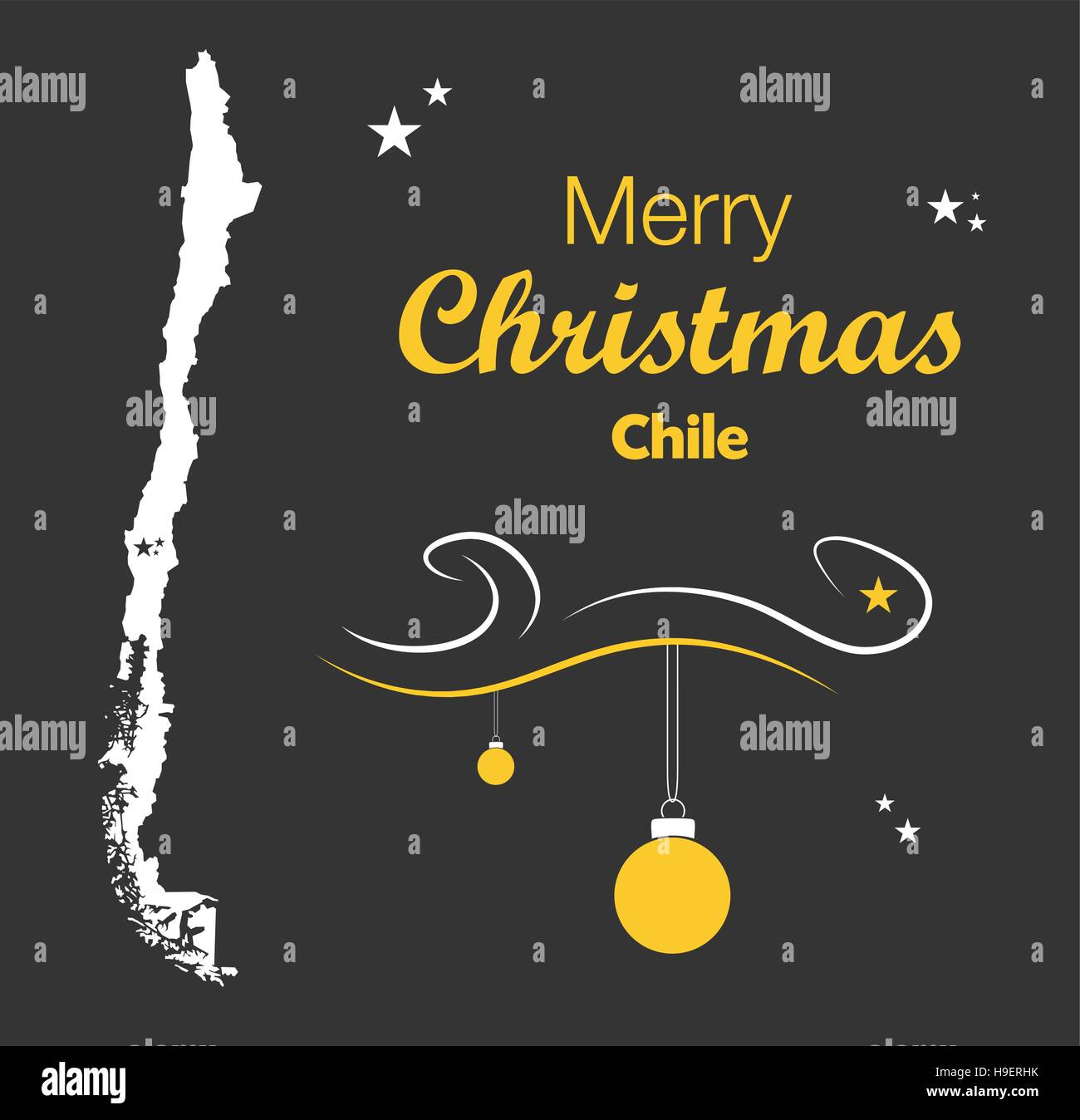 Merry Christmas illustration theme with map of Chile Stock Vector Image ...