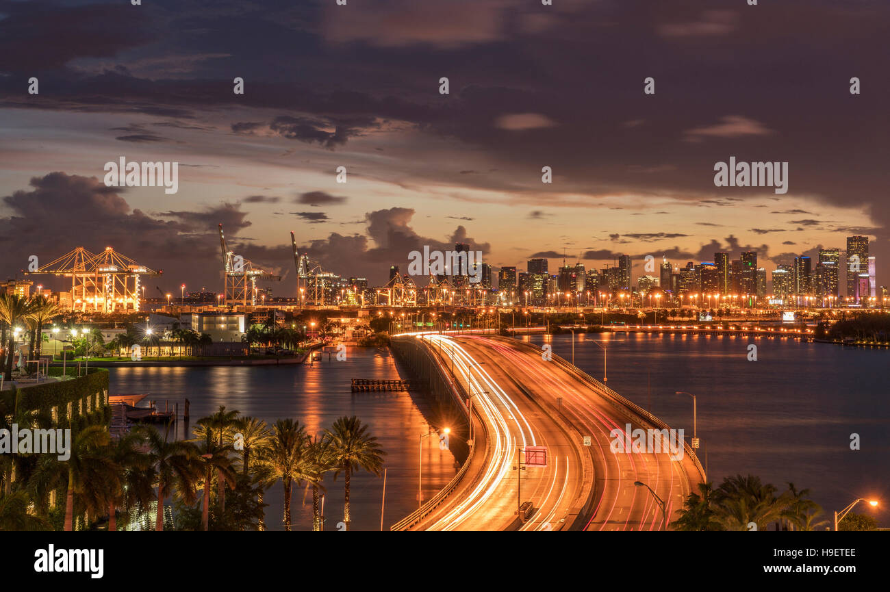 Bridge over water in Miami, Florida, United States Stock Photo - Alamy