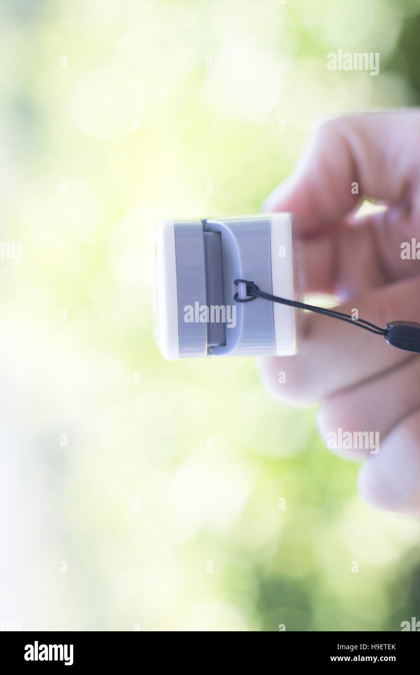 Portable hand held domestic cardiac finger pulse rate meter to show ...