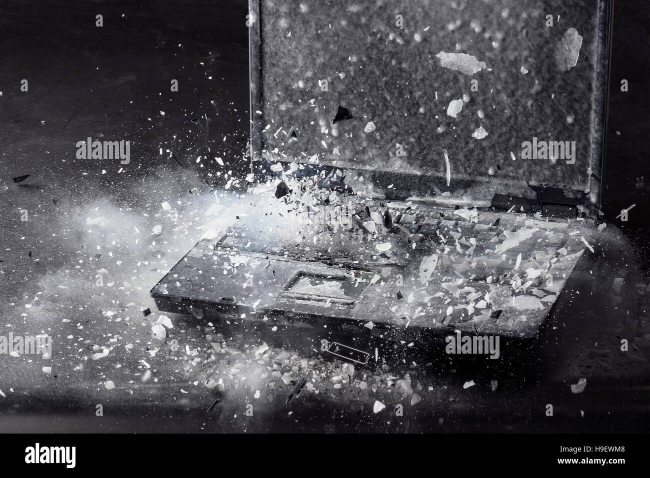 Ice shattering on frozen laptop Stock Photo - Alamy