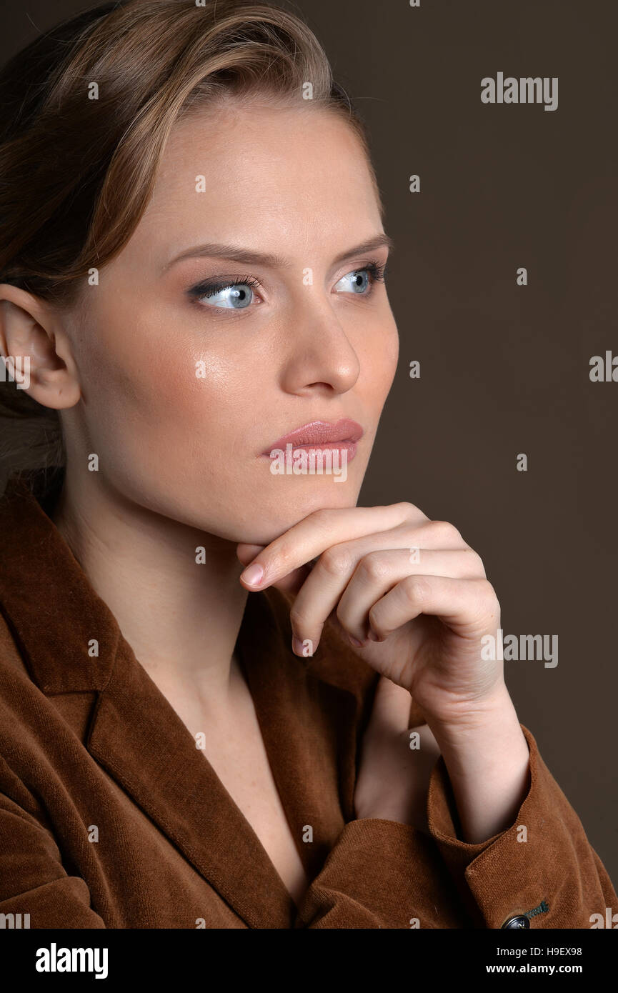 Thoughtful young woman Stock Photo - Alamy Thoughtful young woman Stock Photo - Alamy