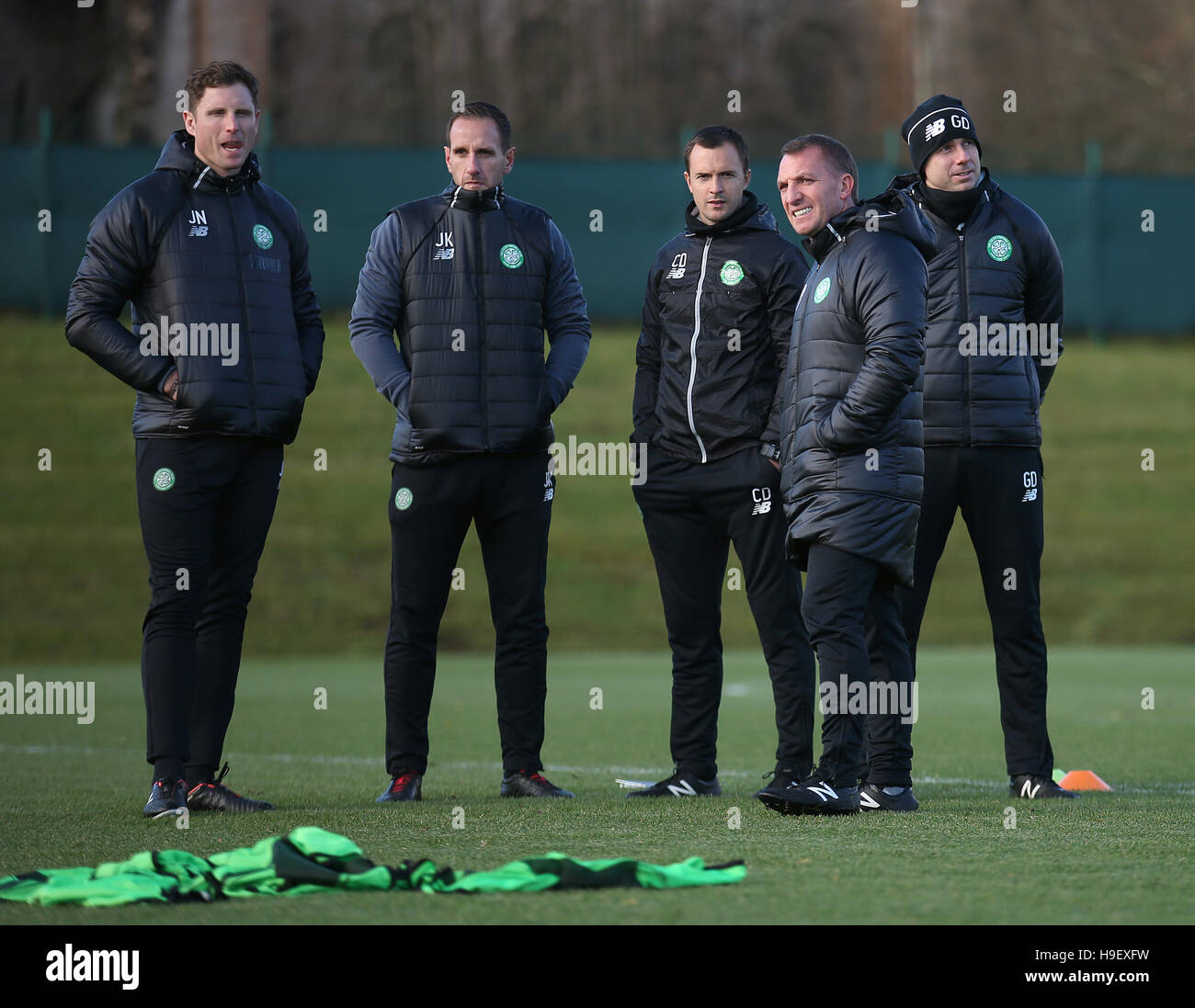 Celtic staff (left-right) Jack Naylor, John Kennedy, Chris Davies ...
