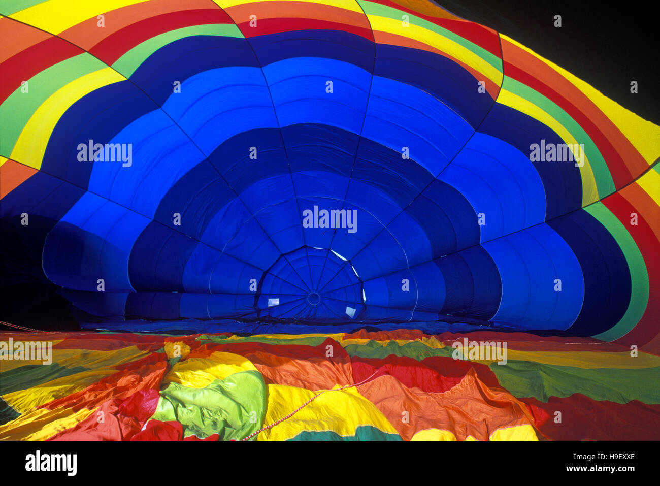 Deflated hot-air balloon on the ground near Castiglione del Lago ...