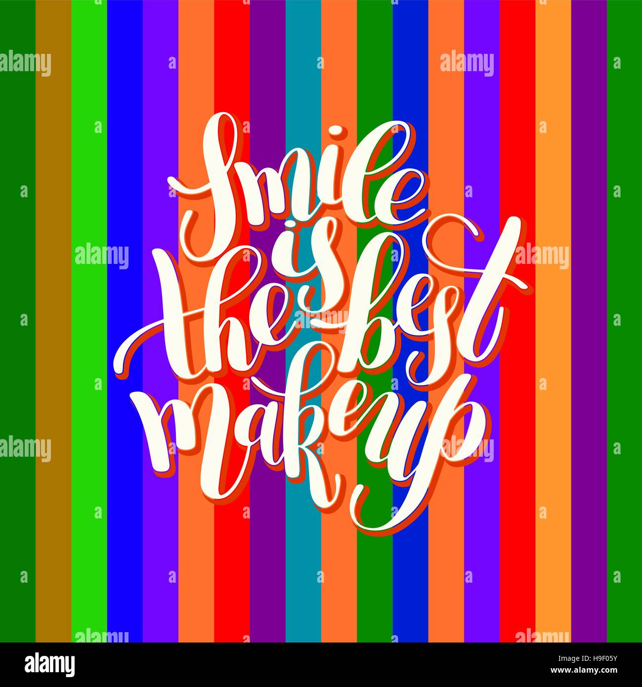 smile is the best makeup handwritten brush lettering positive qu Stock ...