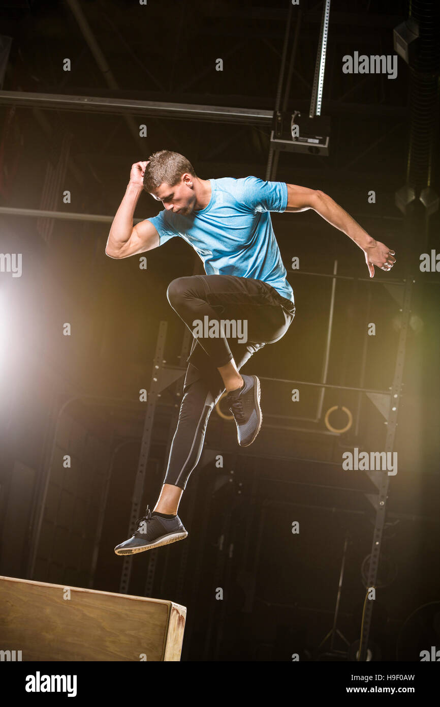 Serious fitness man jumping on hi-res stock photography and images - Alamy