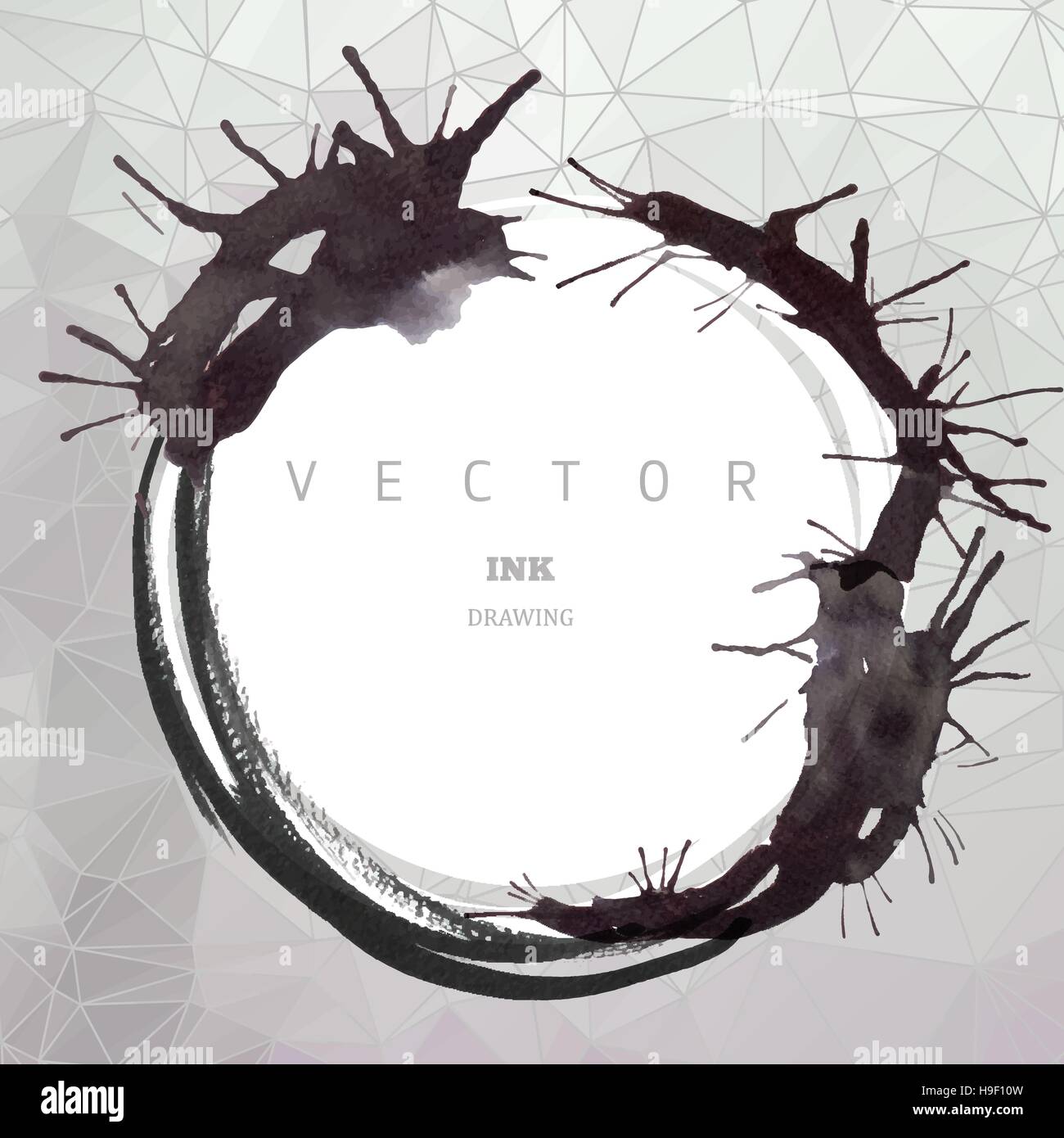 Ink drawing vector round frame Stock Vector Image & Art - Alamy