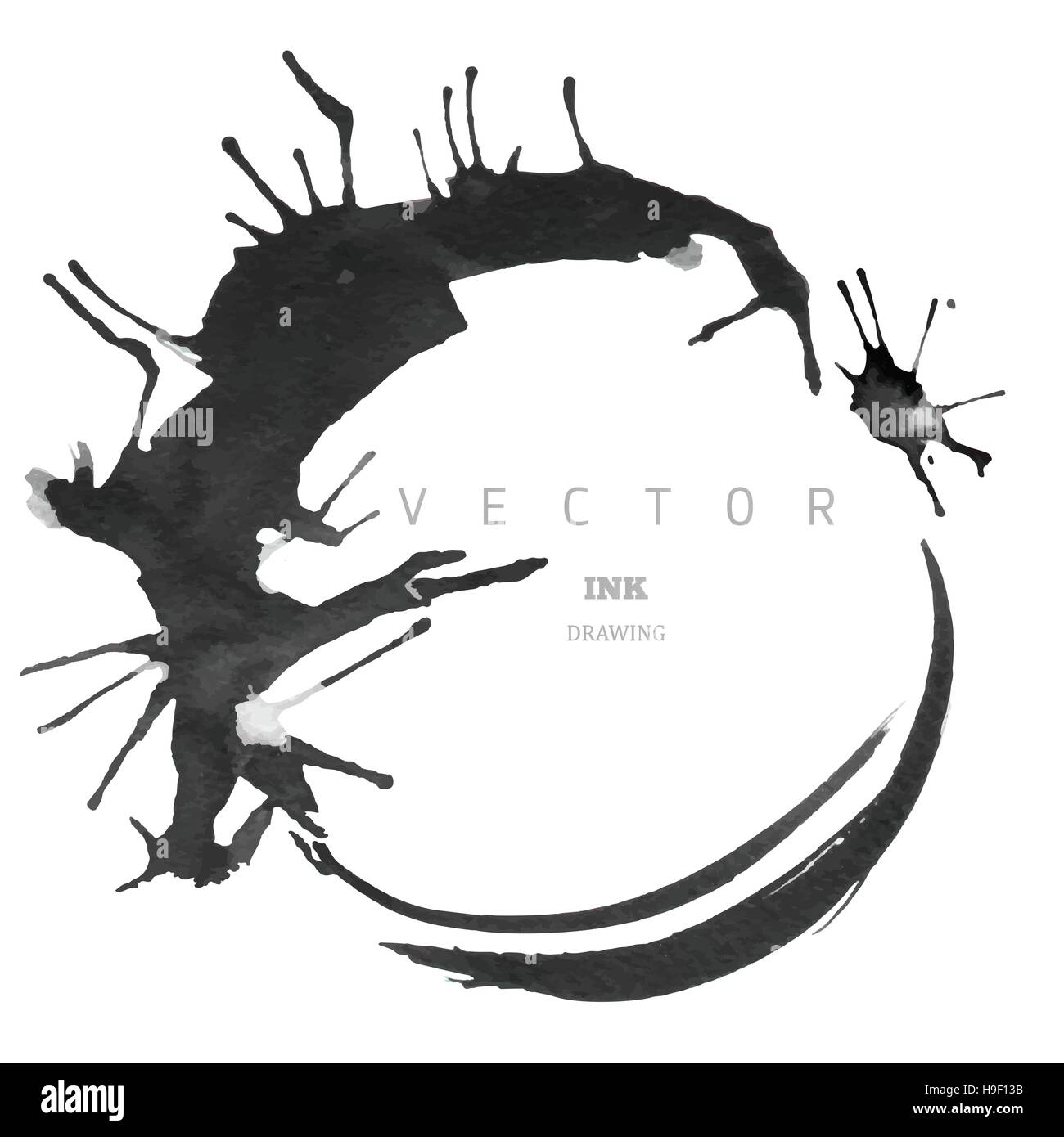 Ink drawing vector round frame Stock Vector Image & Art - Alamy