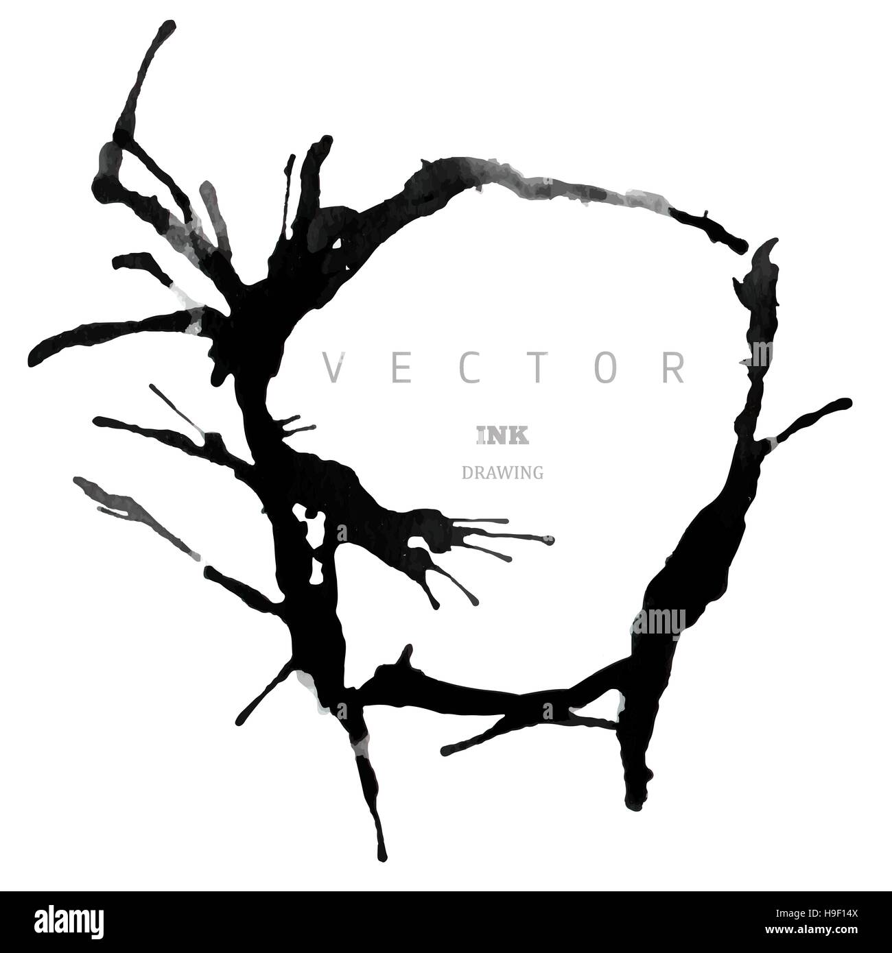 Ink drawing vector round frame Stock Vector Image & Art - Alamy