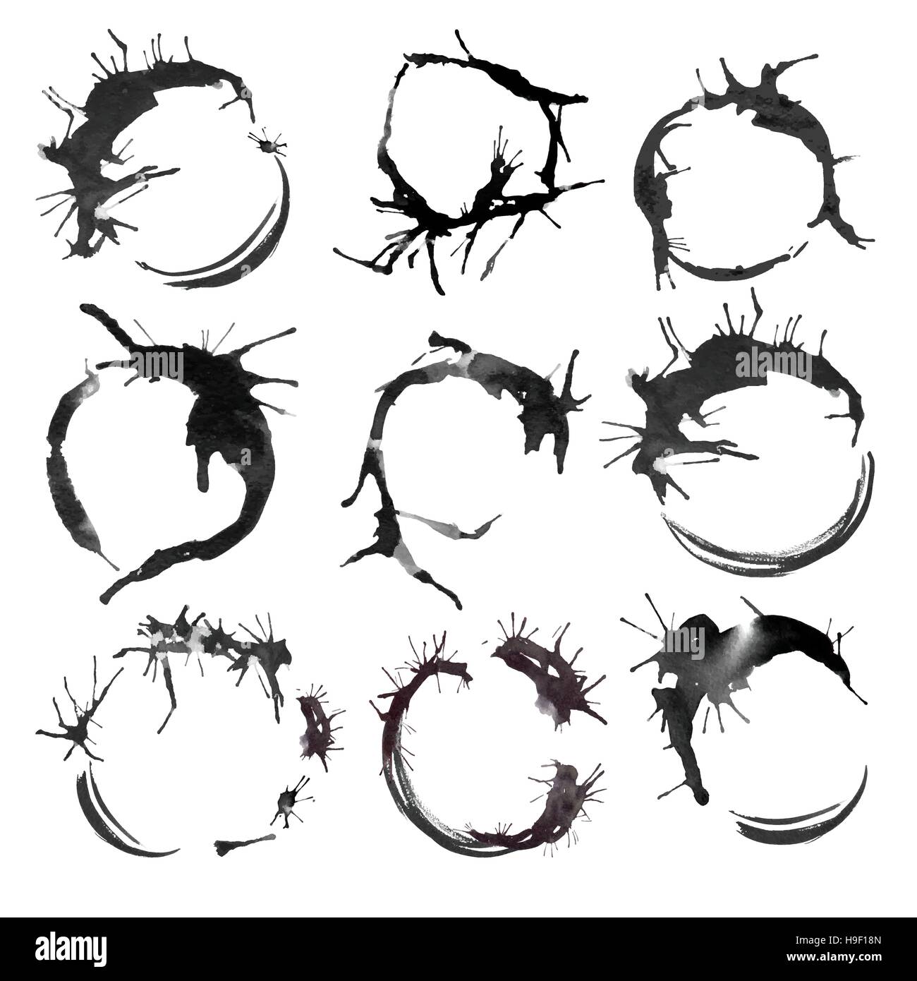 Set of Ink drawing vector round frame Stock Vector Image & Art - Alamy