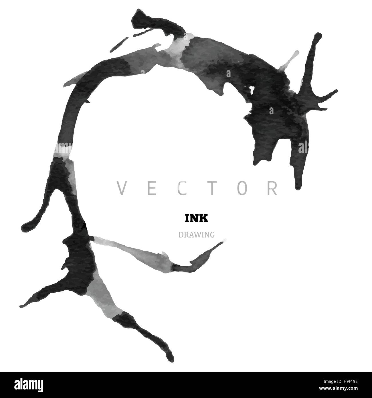 Ink drawing vector round frame Stock Vector Image & Art - Alamy