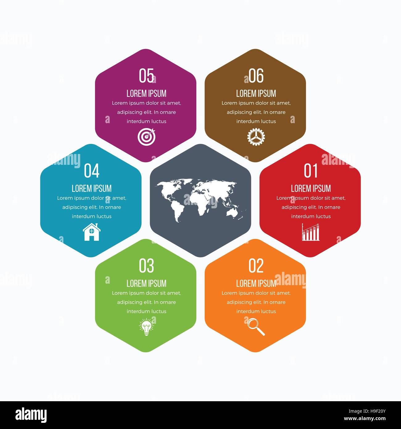 Vector illustration infographics six hexagons Stock Vector Image & Art - Alamy