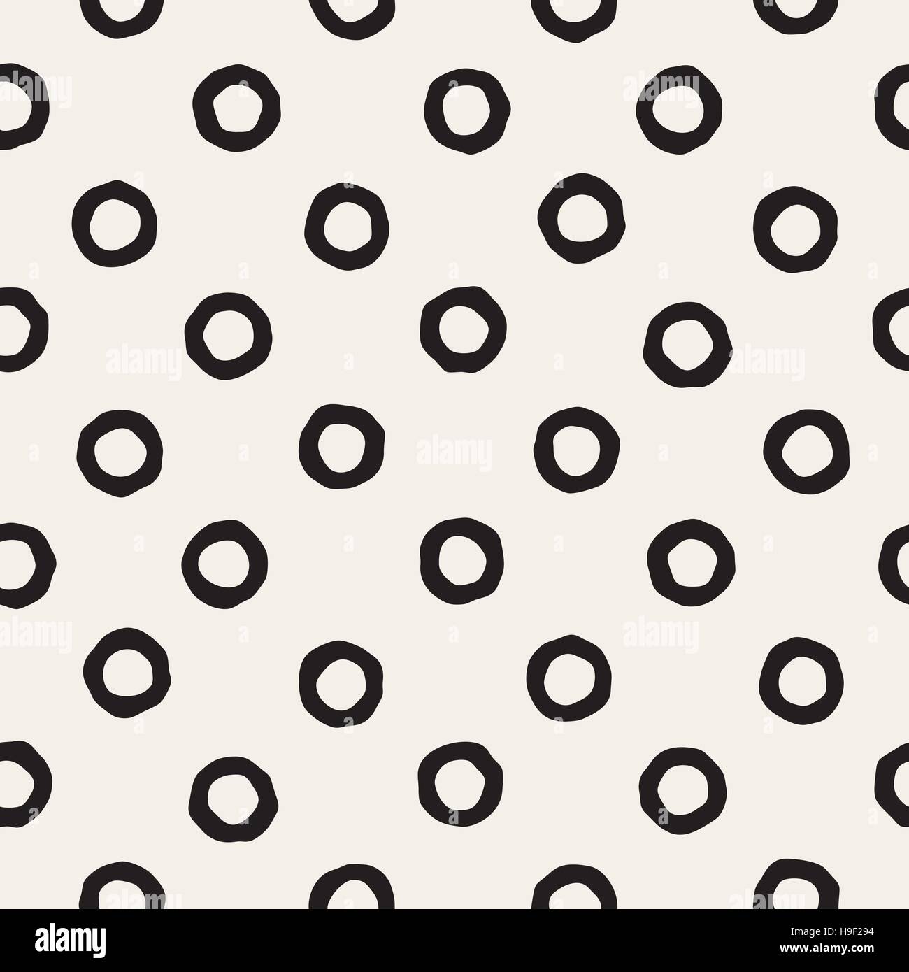 Vector Seamless Black and White Hand Drawn Circles Pattern Stock Vector ...