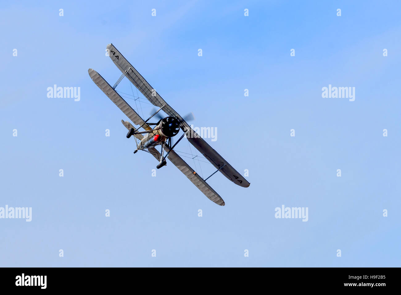 Royal Navy Fairey Swordfish biplane banking on a flypast at the air ...