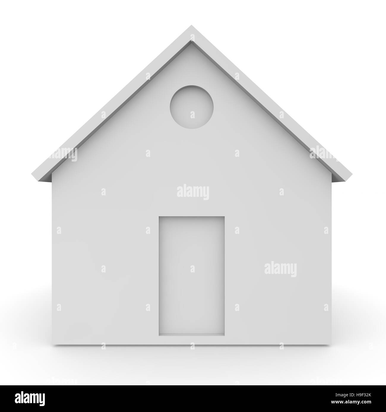 White empty house with space for windows and doors on the isolated ...