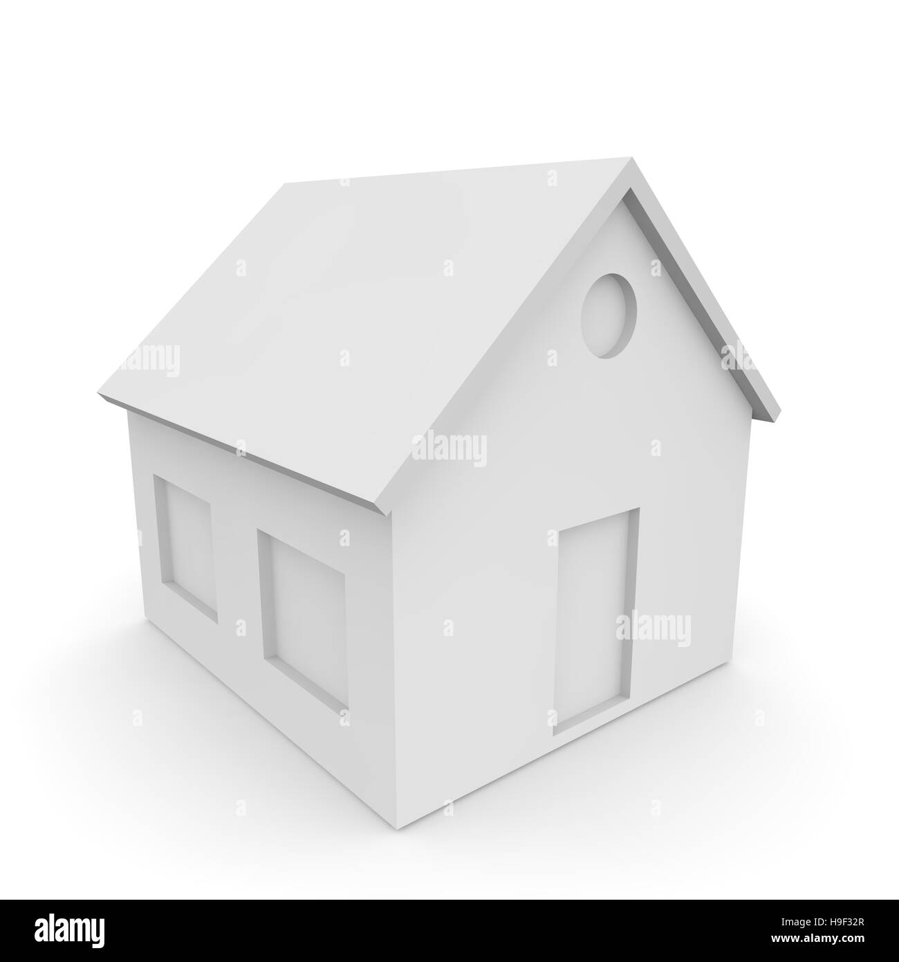 White empty house with space for windows and doors on the isolated ...