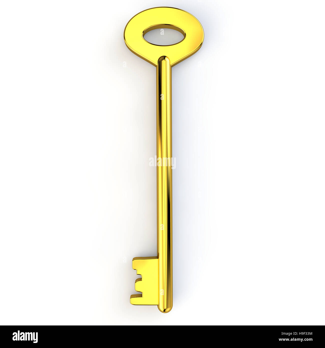 Golden big door key. Isolated background Stock Photo - Alamy